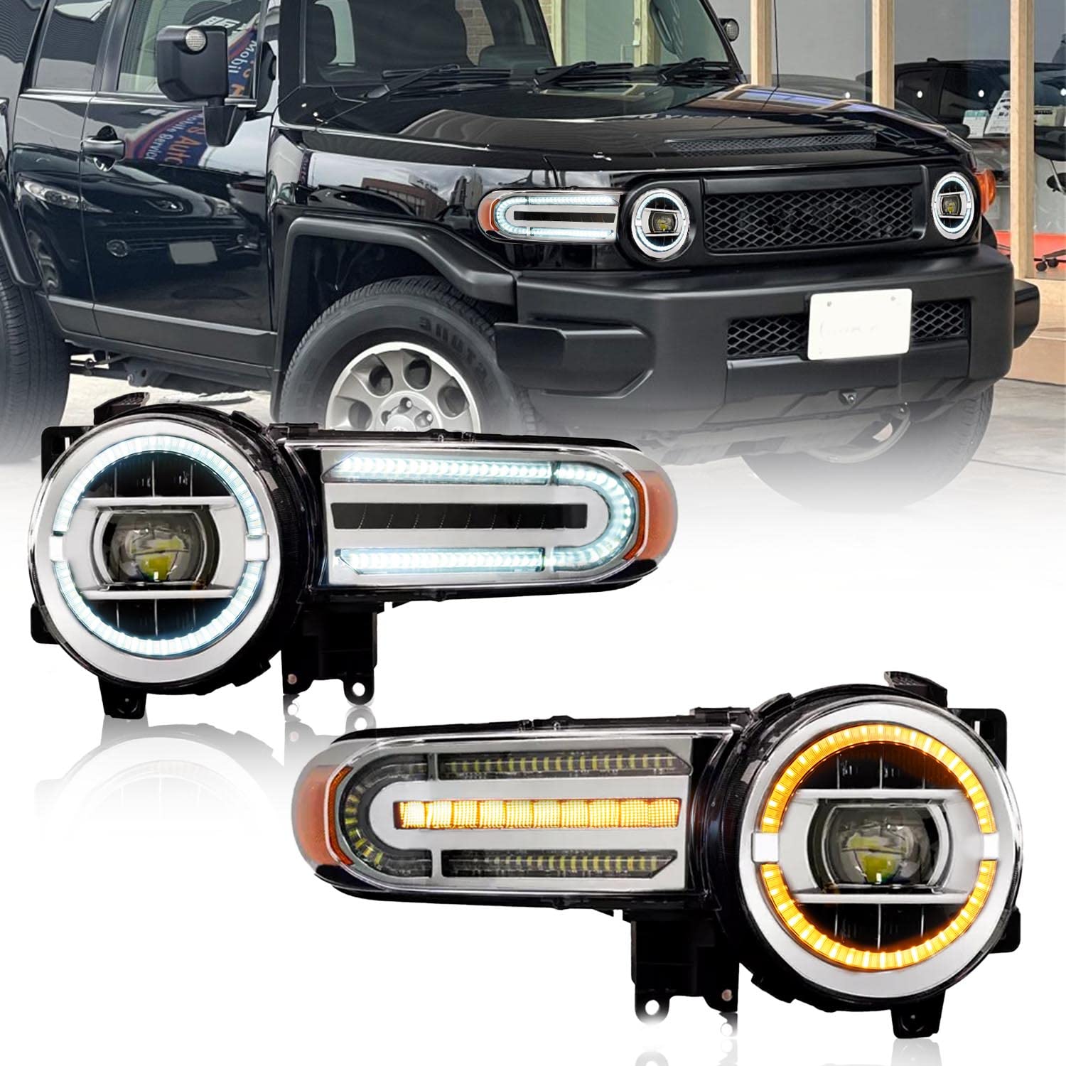Full LED Headlights Assembly For Toyota FJ Cruiser 2007-2021 – Speedzone Performance LLC
